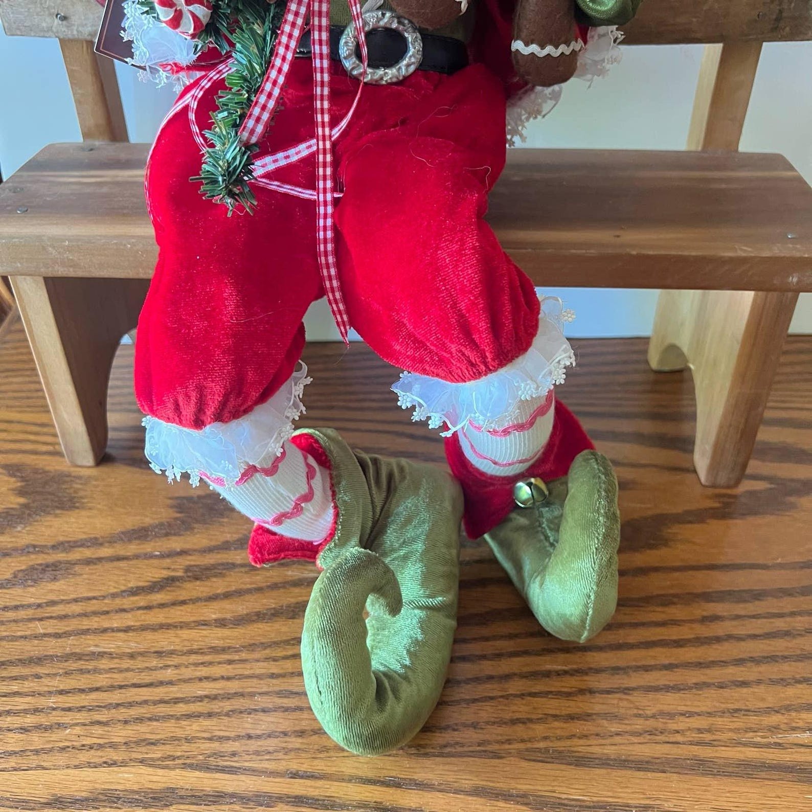 Rare Winward Santa W/wings Holding Gingerbread Boy and Wreath Bench Not ...