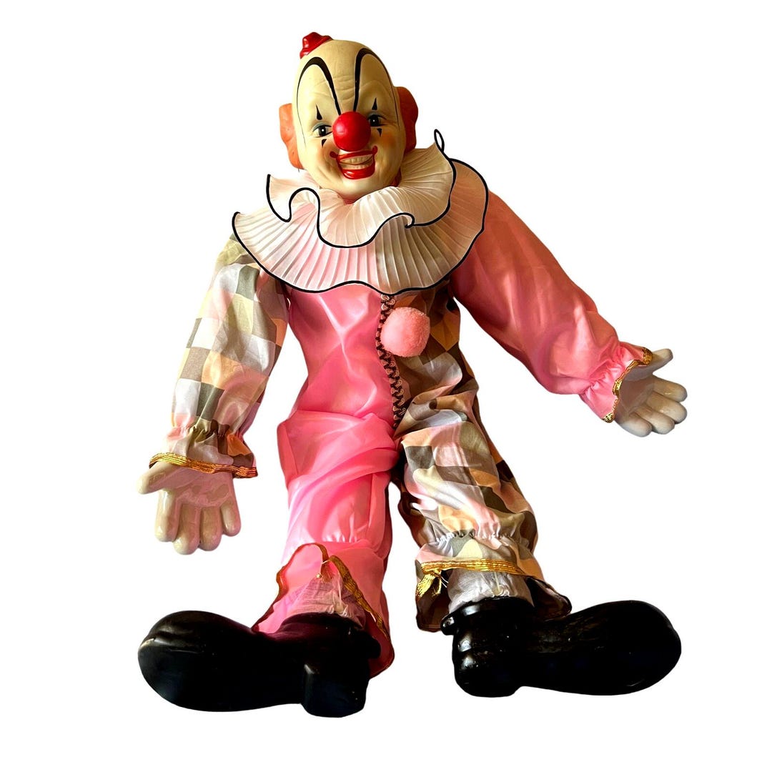 Vintage Clown Doll Cloth Body Porcelain Head Hands Feet Circus Figure ...
