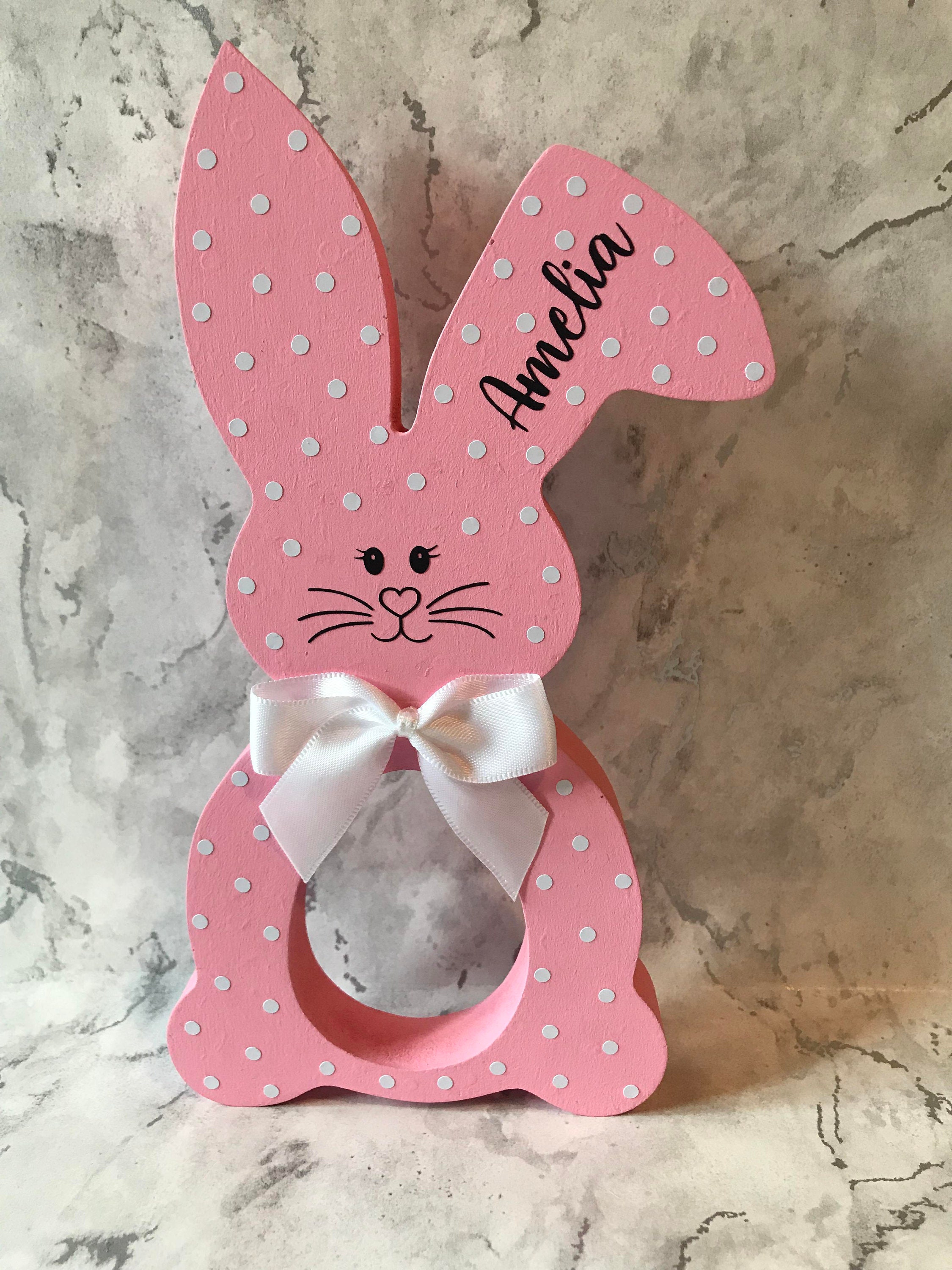 Personalised Hand Painted Bunny Kinder Egg Holder Easter - Etsy UK