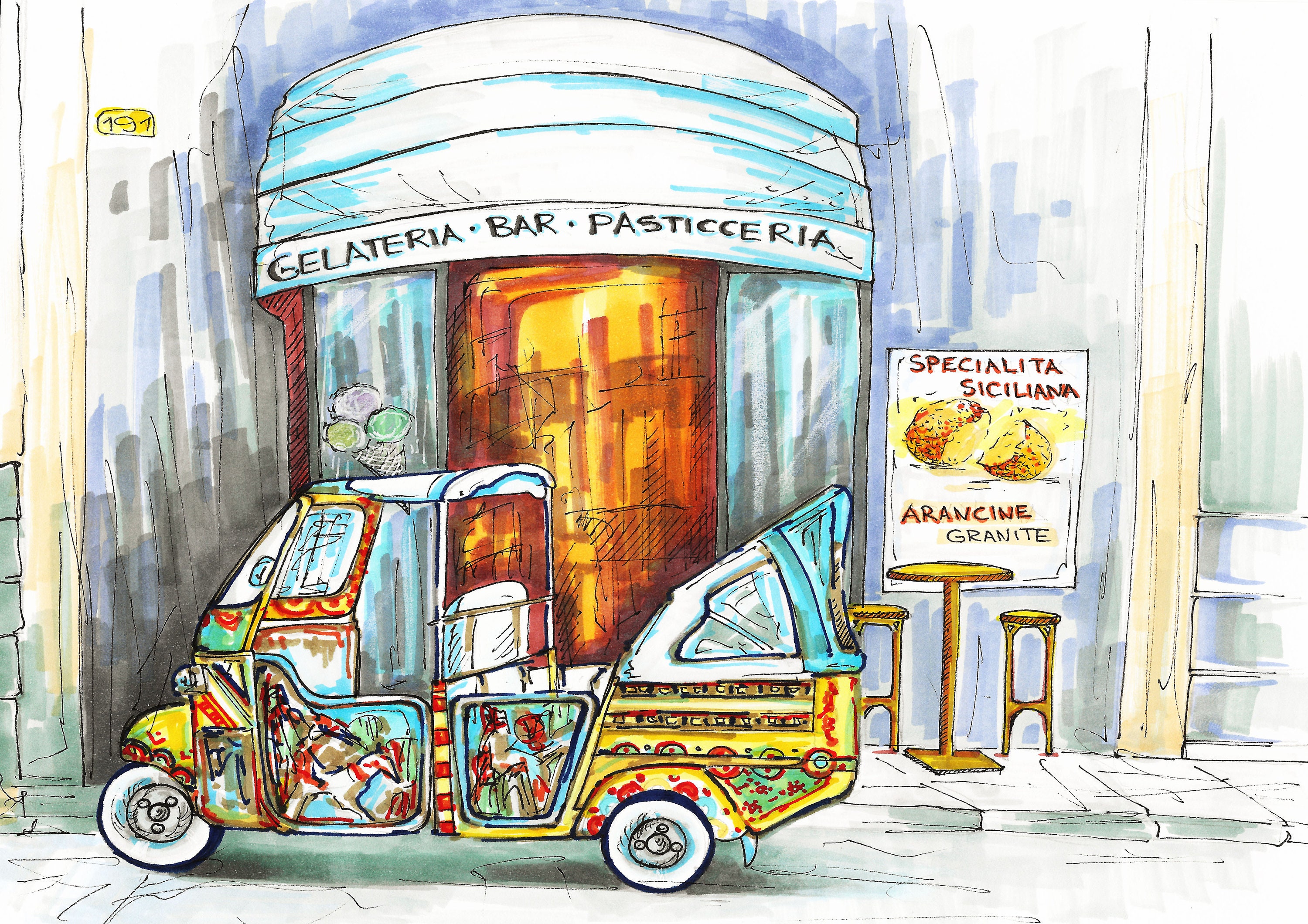 Piaggio Ape Poster I Italian Vespa Car I Watercolor - Etsy