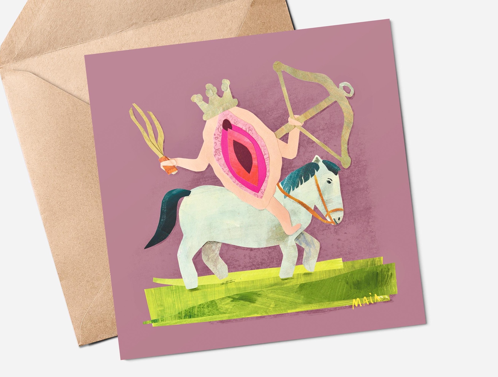 Cazadora de vulvas rosa - Mujer guerrera fuerte - Tarjeta de ...