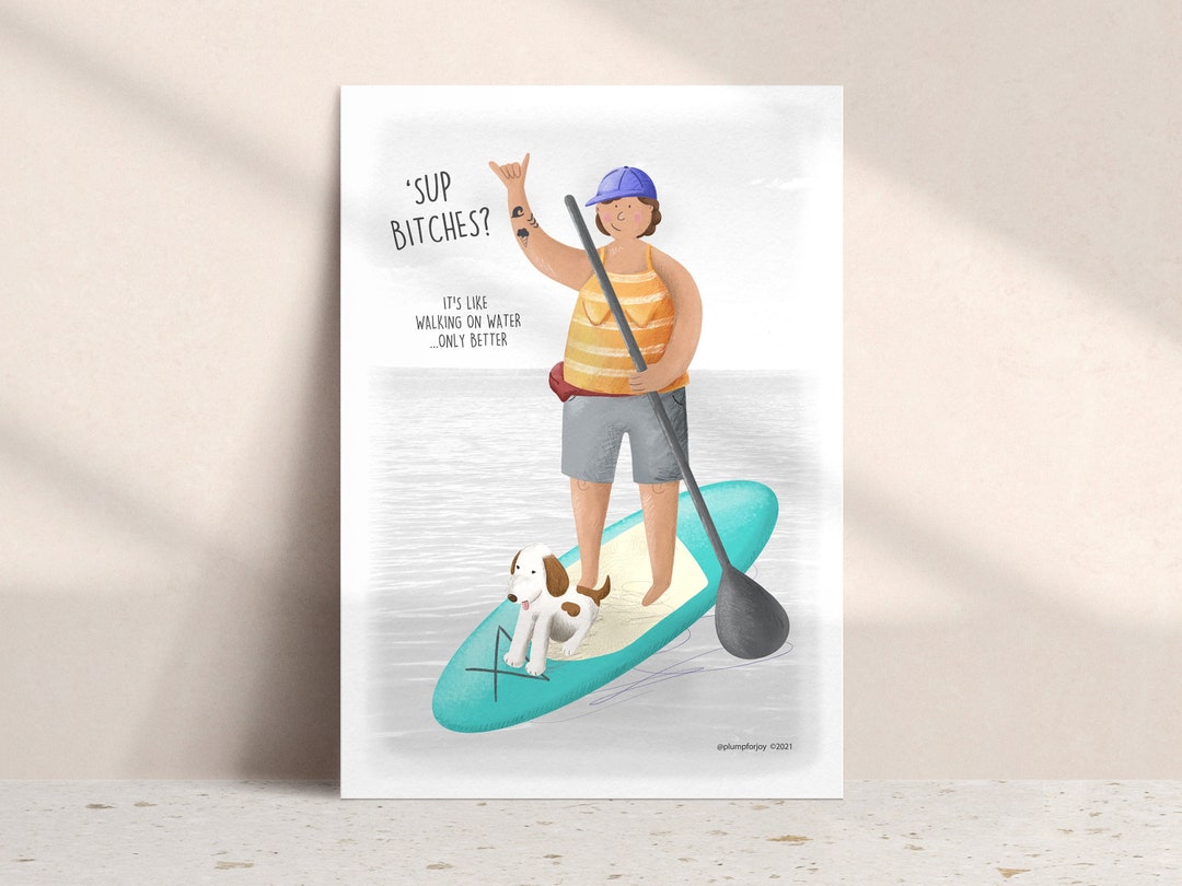 SUP Boarder Art Print A4 Poster Illustration Stand up Paddle Board - Etsy