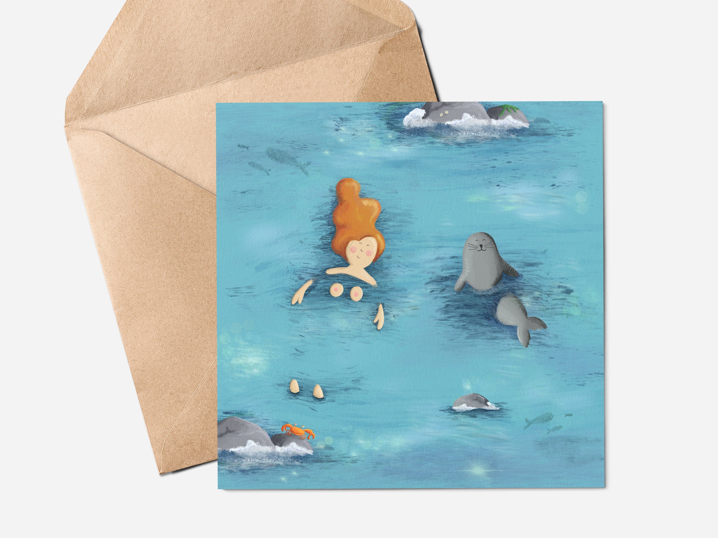 Best Friends Sea Swimming Greetings Card Seal Sealife Wild Swimming ...