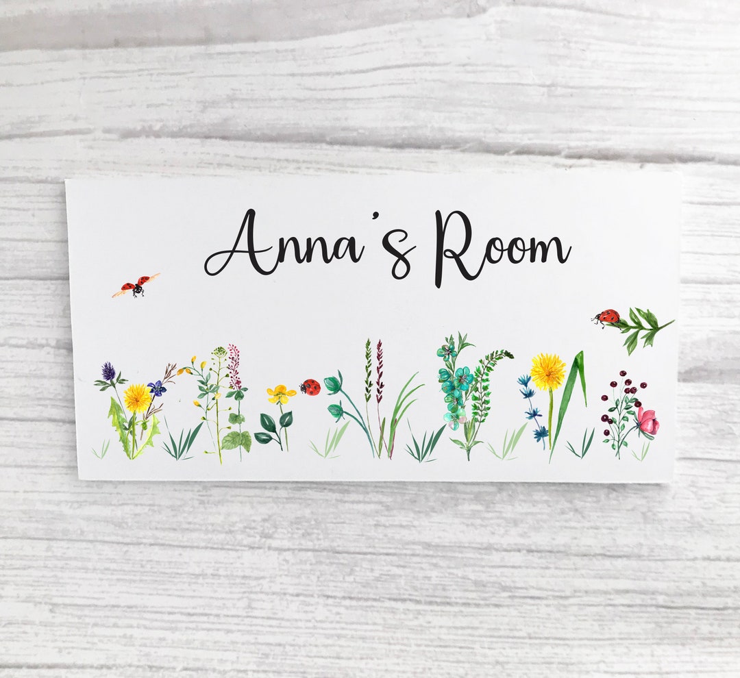Floral Door Sign, Floral Plaque, Kids Plaque, Door Sign, Personalised ...