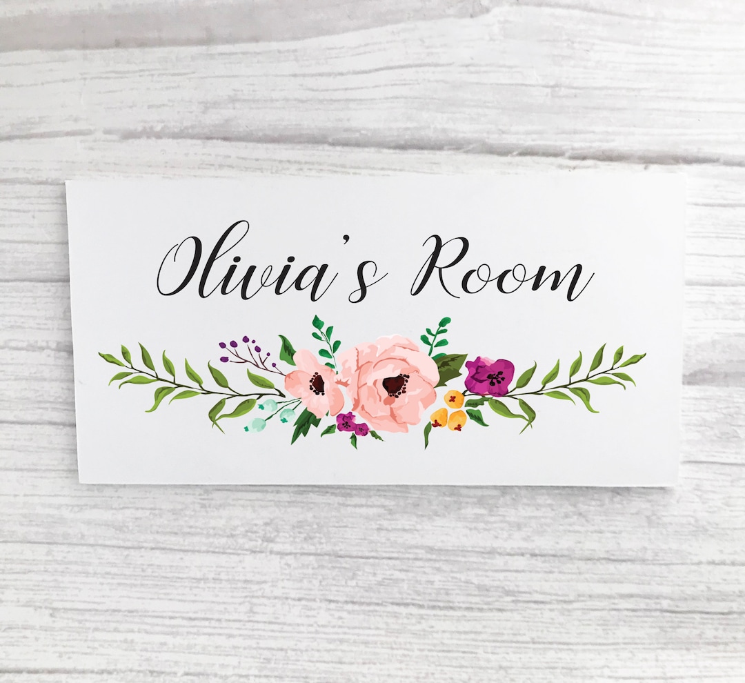 Floral Door Sign, Floral Plaque, Kids Plaque, Door Sign, Personalised ...