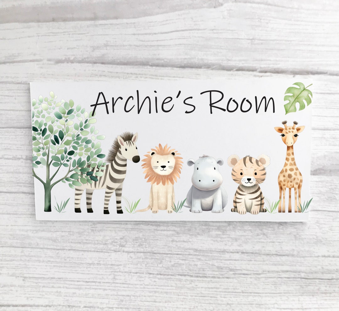 Safari Door Sign, Jungle Animal Plaque, Kids Plaque, Kids Sign ...