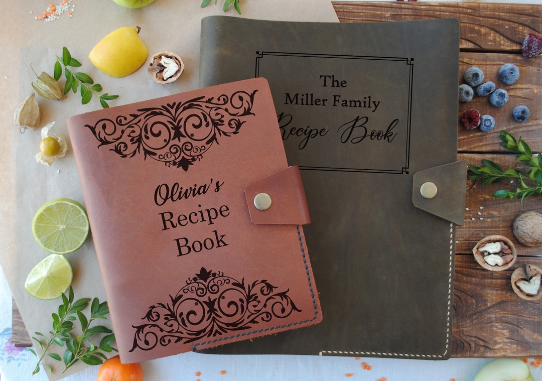 Recipe Organizer Leather Cook Book Kitchen Gift for Her Family Heirloom ...