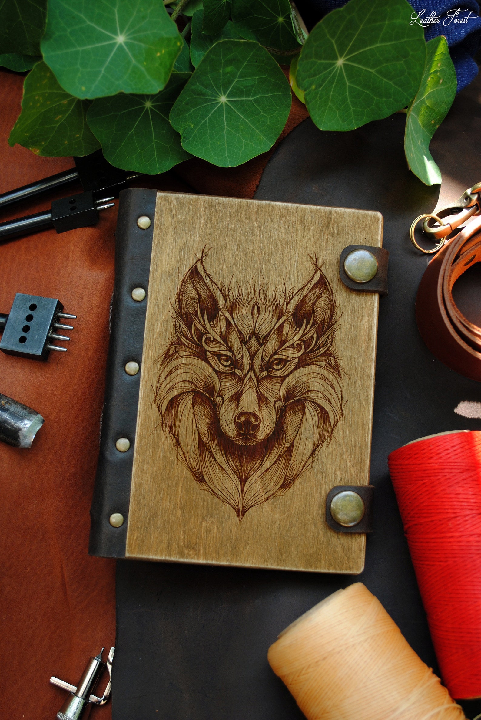 Personalized Wooden Book Wolf Journal Custom Notebook Wood - Etsy