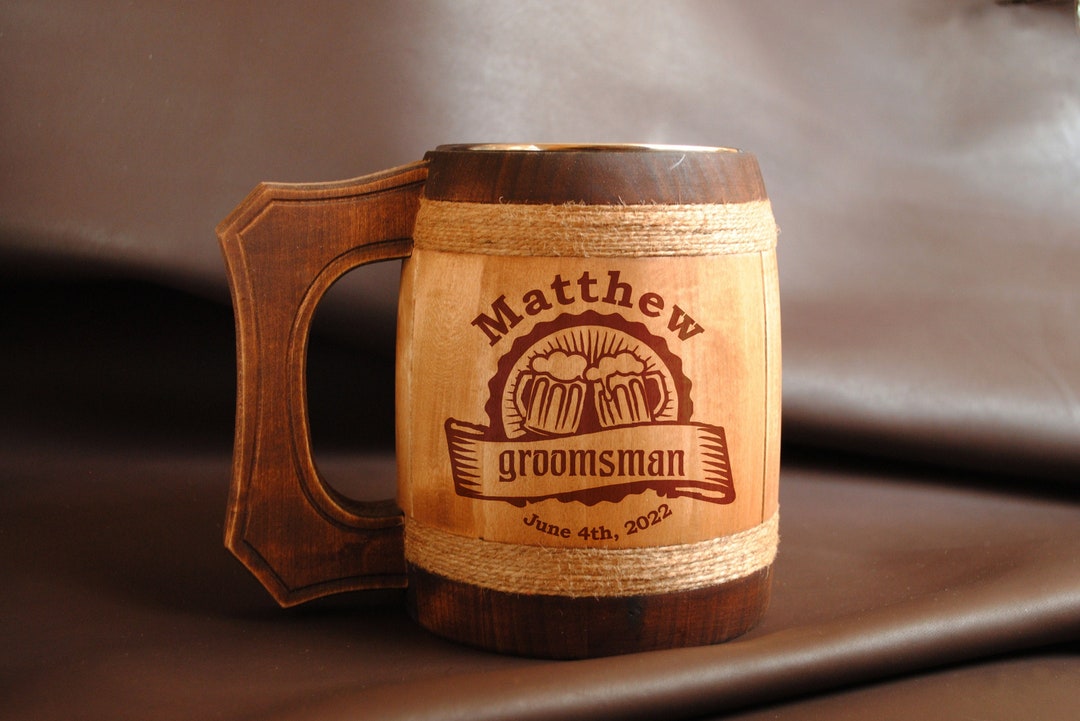 Personalized Groomsman Beer Mug Custom Wedding Engraved Tankard Best ...