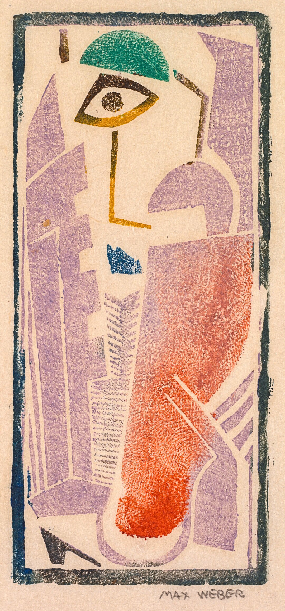 Digital File of Cubist Max Weber Woodcut Print With Green, Orange and ...