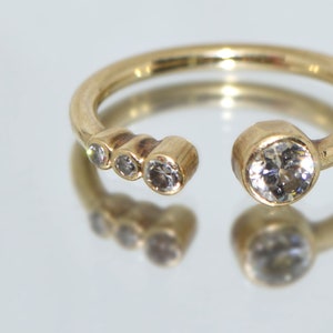 Gold Engagement Ring - Cluster Gold Ring -bezel Set Diamond Gold Ring ...
