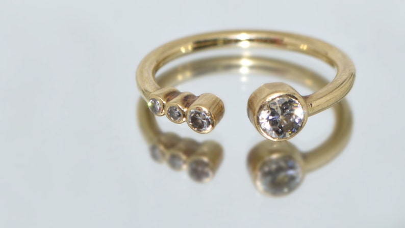 Gold Engagement Ring - Cluster Gold Ring -bezel Set Diamond Gold Ring ...