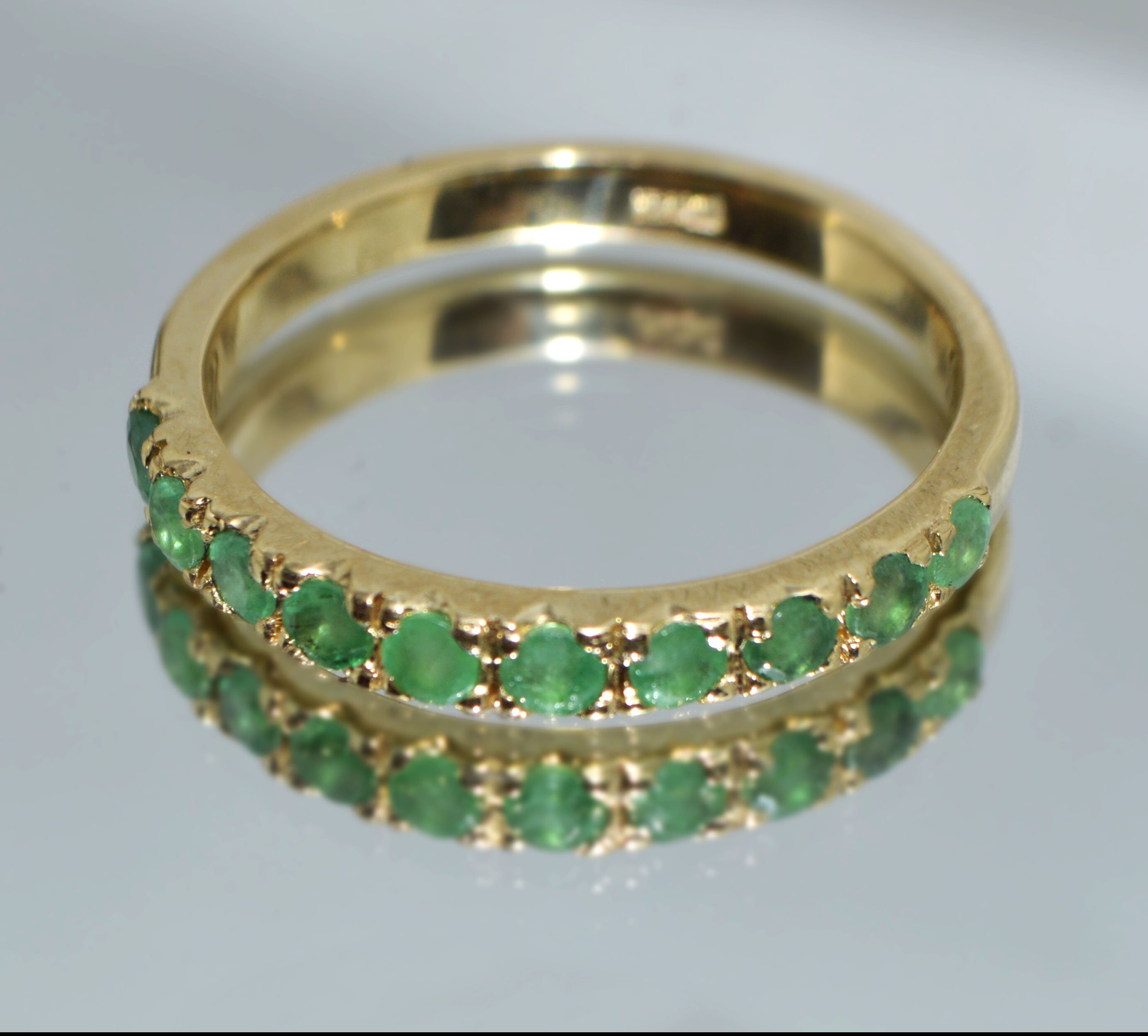 Emerald Eternity Band 14K Pave Full Eternity Natural Emerald Matching ...
