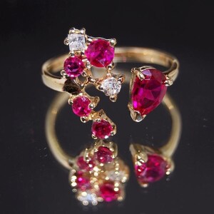 Ruby Cluster Ring/gold Cluster Ring/rubies corundum and - Etsy