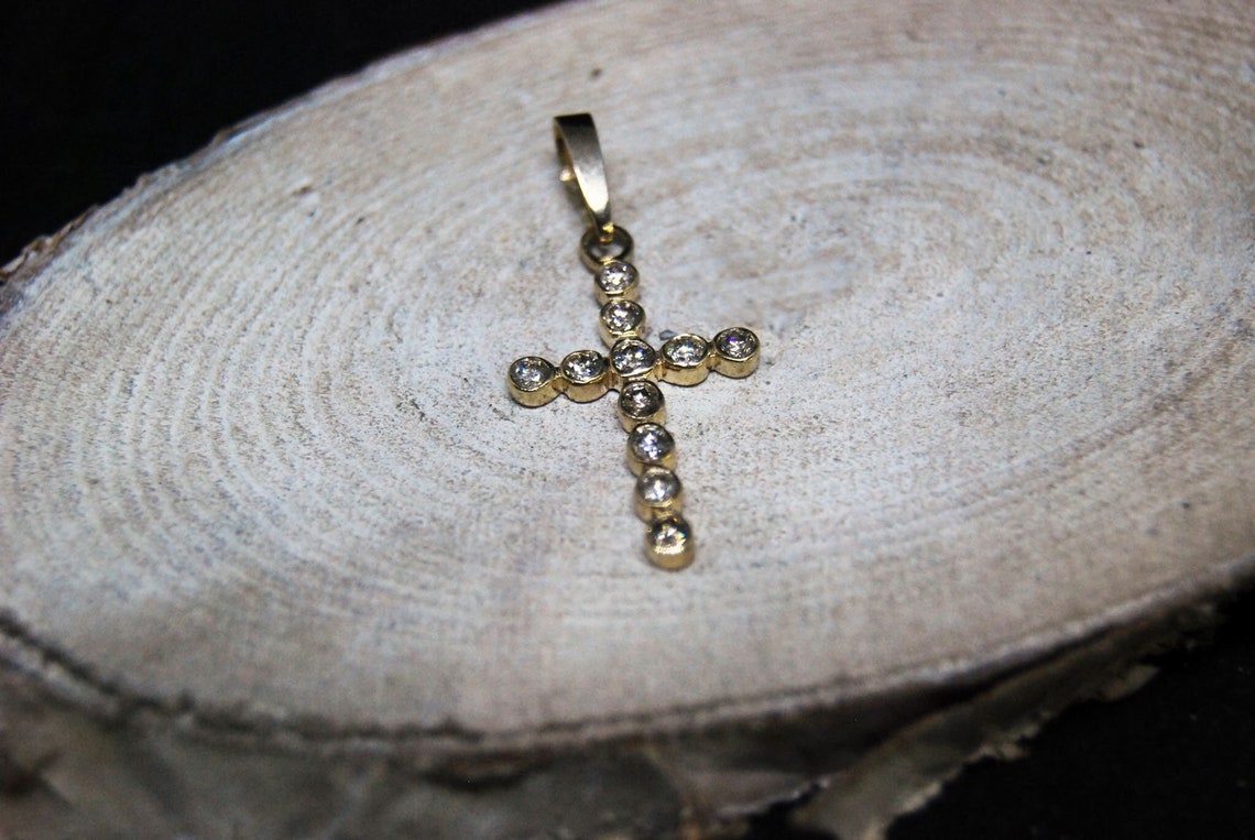 Cross 14K Gold With Diamonds/gold Cross Diamonds/multistone Diamond ...