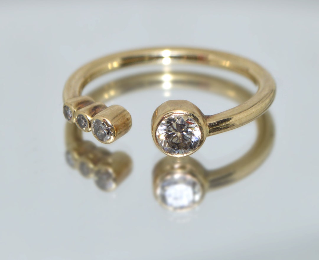 Gold Engagement Ring - Cluster Gold Ring -bezel Set Diamond Gold Ring ...
