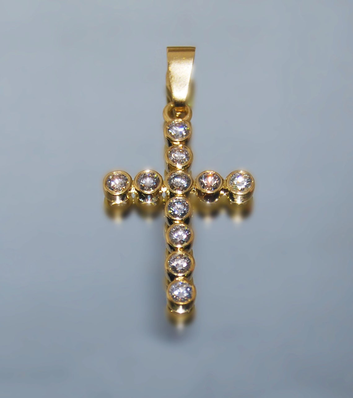 Cross 18 K Gold With Diamonds/gold Cross Diamonds/multi Stone - Etsy