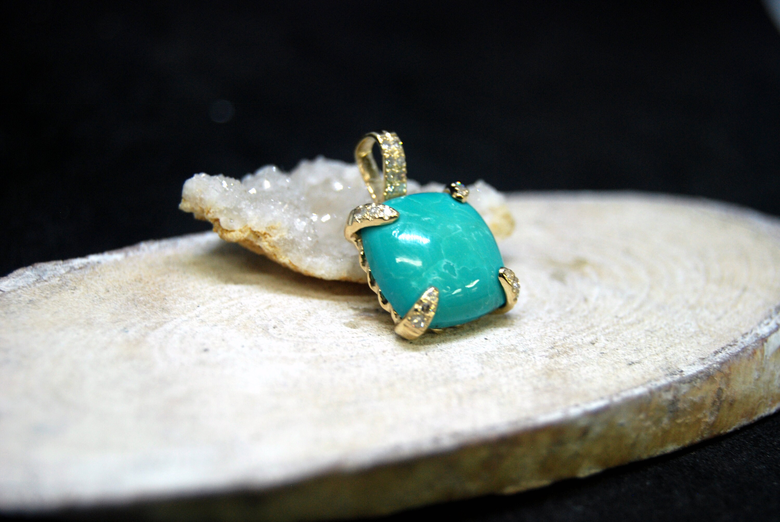 18K Gold Ring and Pendant With Fine Diamonds and - Etsy