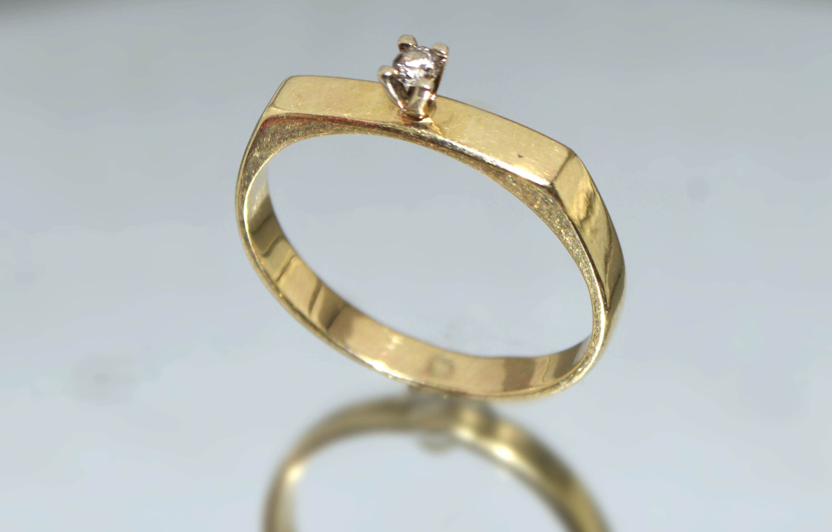 Single Round Cut Fine Diamond 14K Gold Engagement Ring-engagement Ring ...