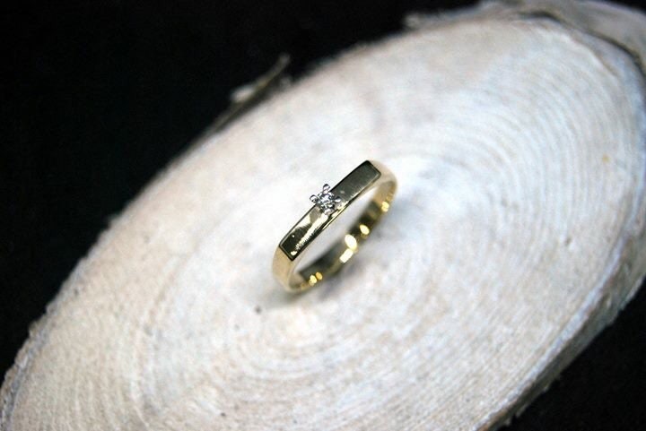 Single Round Cut Fine Diamond 14K Gold Engagement - Etsy