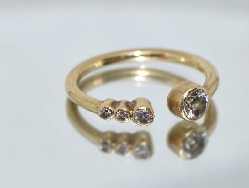 Gold Engagement Ring - Cluster Gold Ring -bezel Set Diamond Gold Ring ...