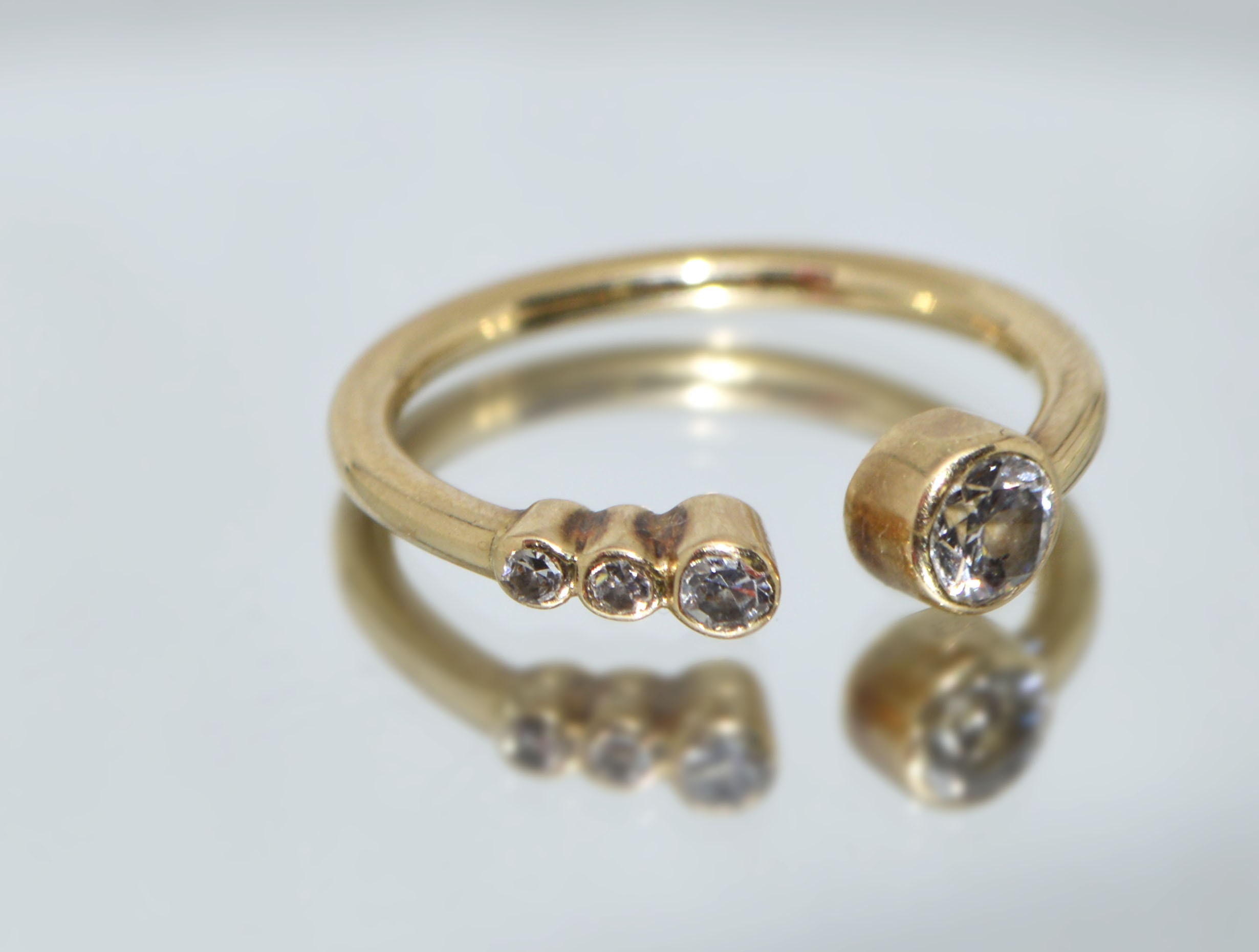 Gold Engagement Ring - Cluster Gold Ring -bezel Set Diamond Gold Ring ...