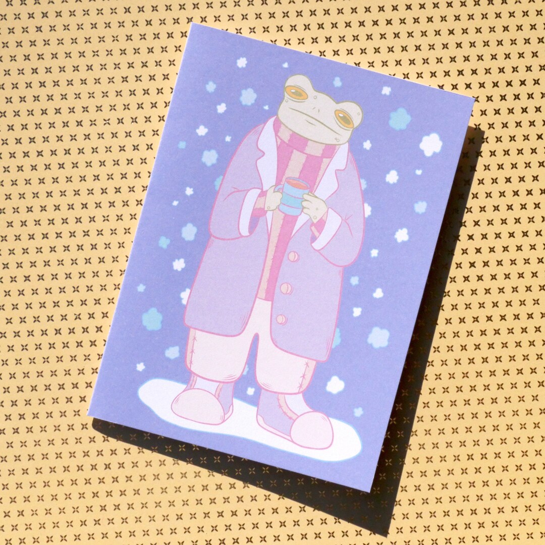 5 X7 Holiday Cards Cute and Cozy Frog Art Design by Latisha - Etsy