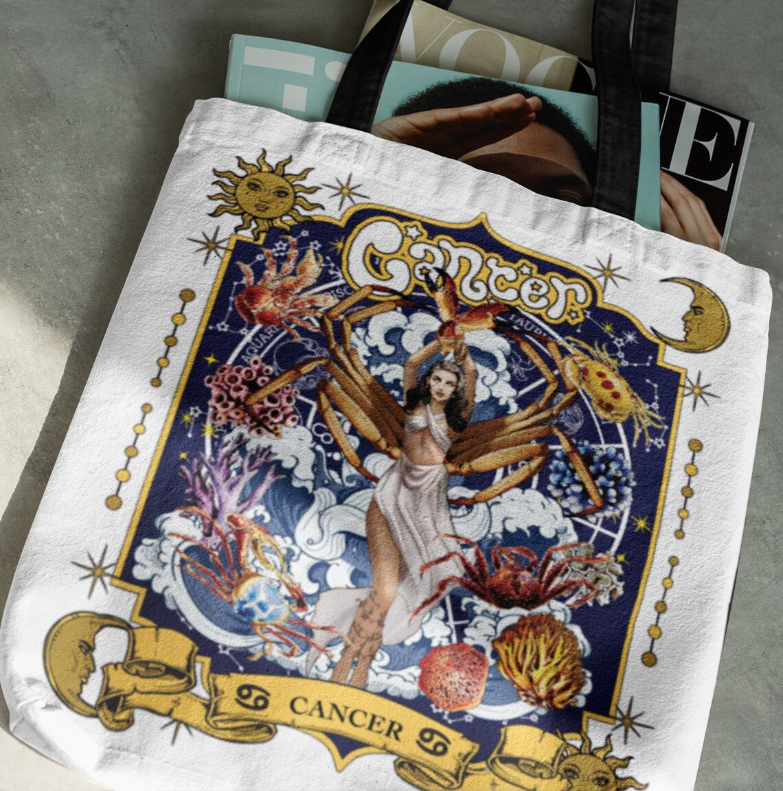 Cancer Zodiac Tote Birthday Graphic Bday Sea Crab Print - Etsy