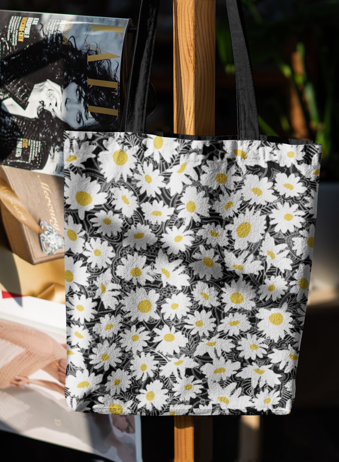 Daisy Flower Bag, Cute Tote Bags, Floral Reusable Bag, Casual Daily ...