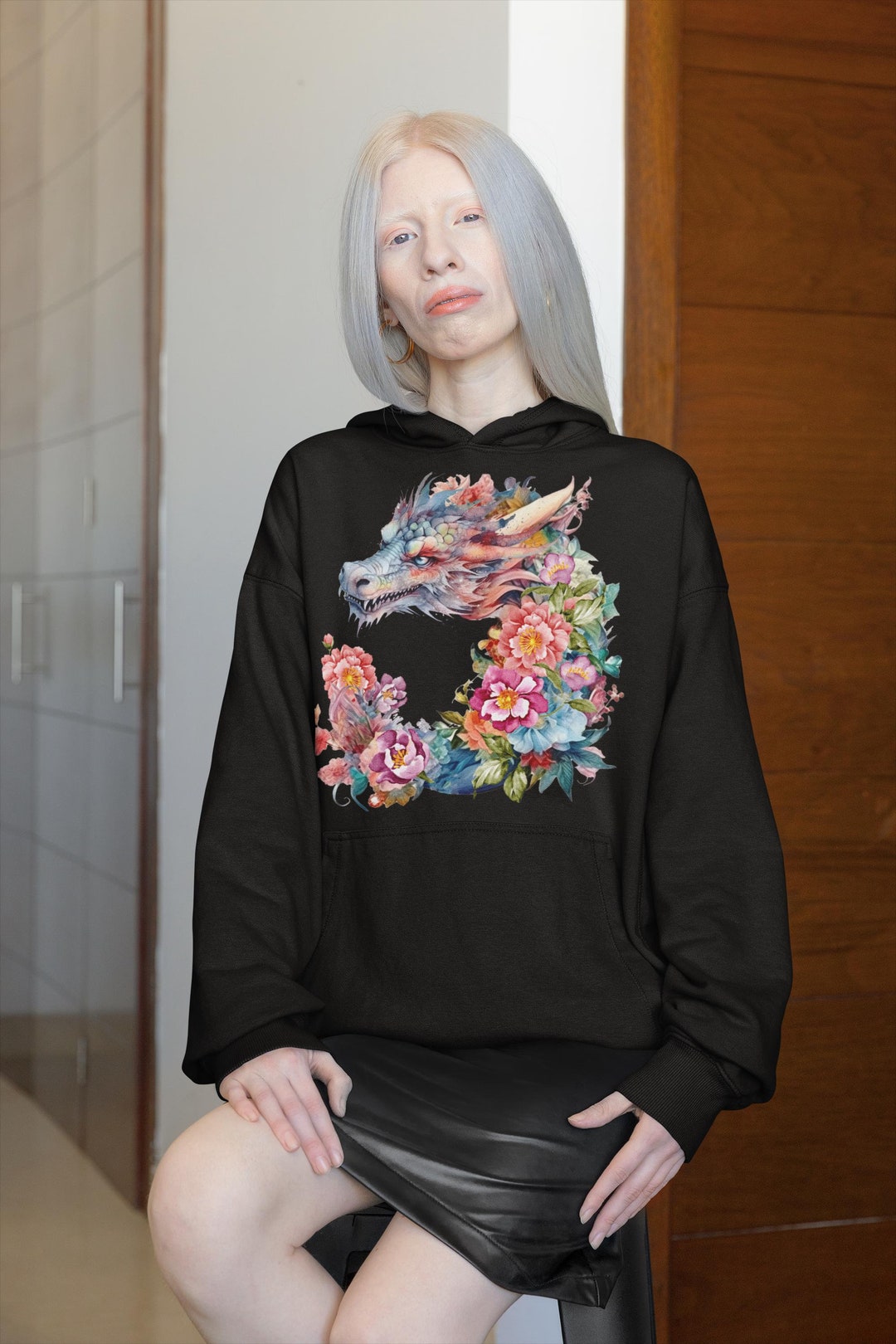 Floral Dragon Hoodie, Dnd Wizard Sweater, Fantasy Sweatshirt ...