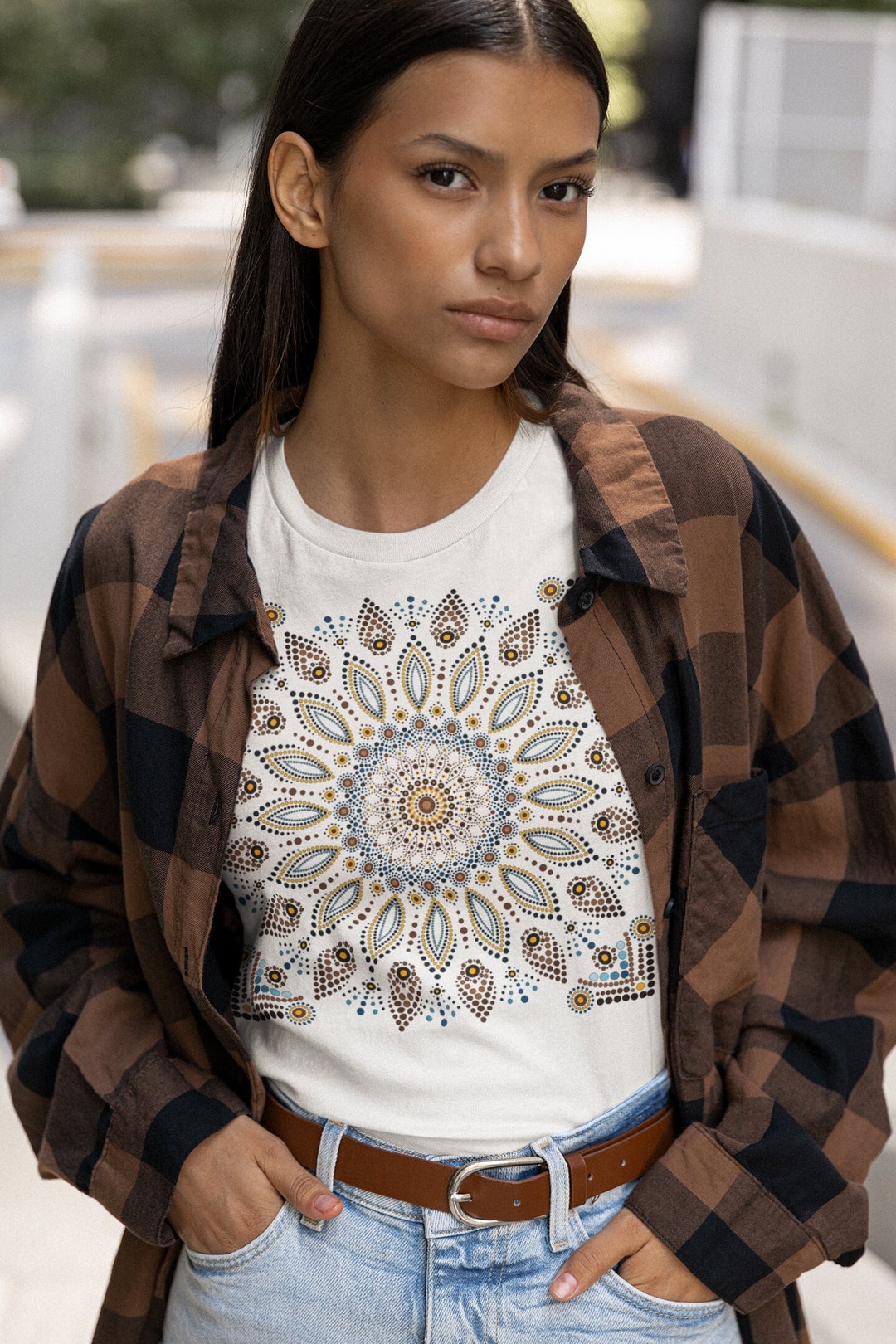 Aztec Tribe Shirt, Dot Mandala Tshirt, Sacred Geometry, Soft Western T ...
