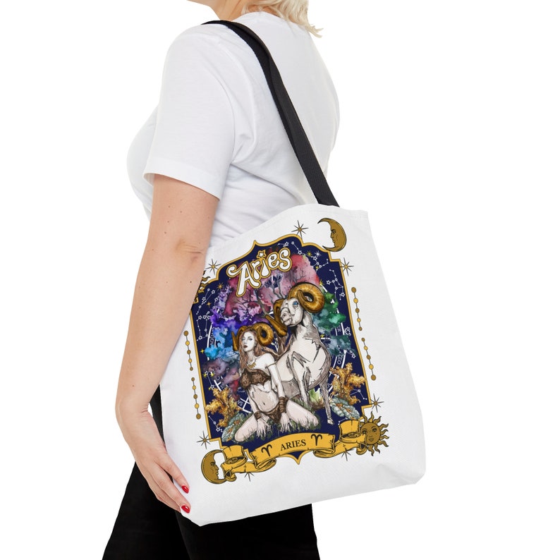 Aries Zodiac Tote Birthday Graphic Bday Tarot Print Boho - Etsy