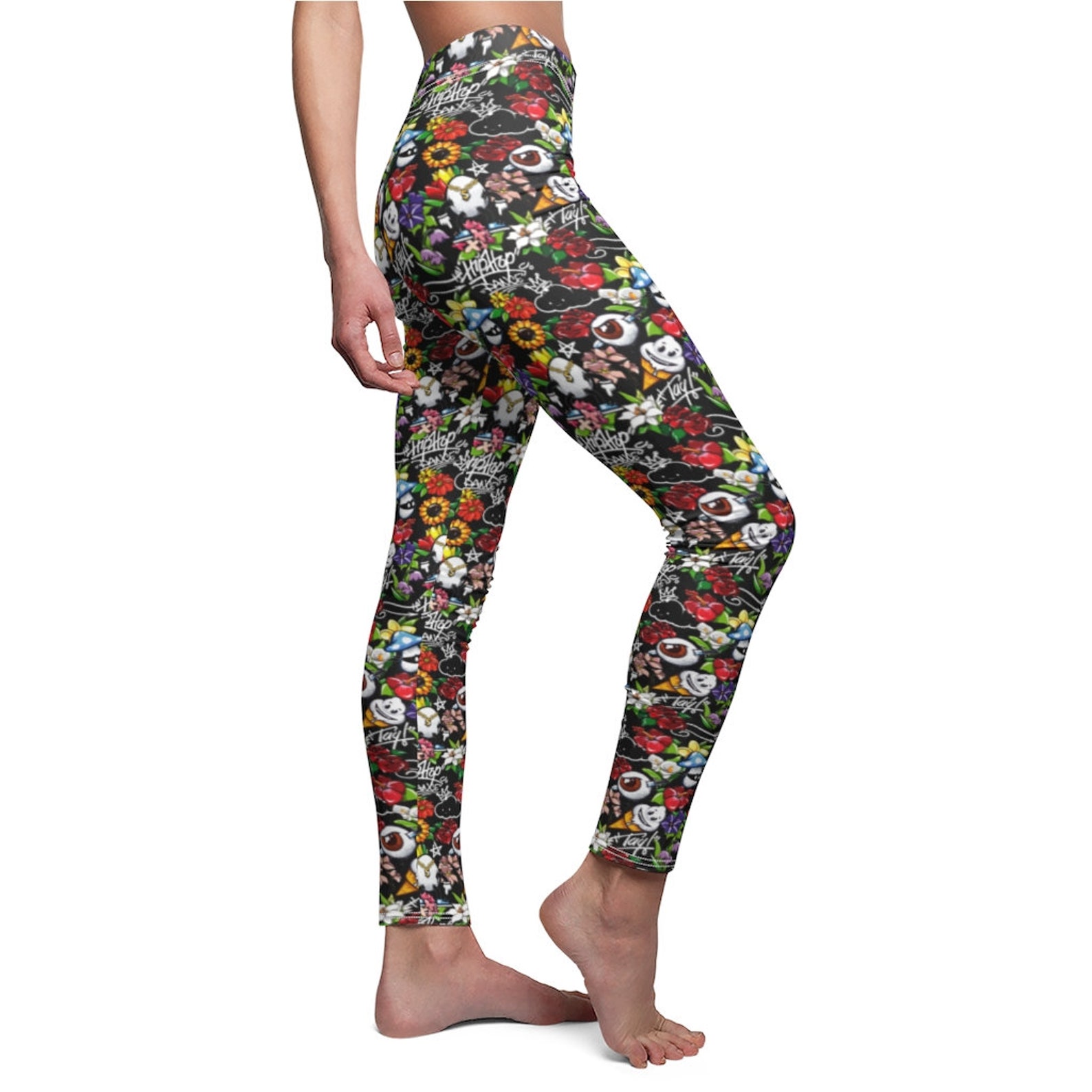 Anime Leggings, Cartoon Yoga Pant, Dance Legging, Flower Printed Pants ...