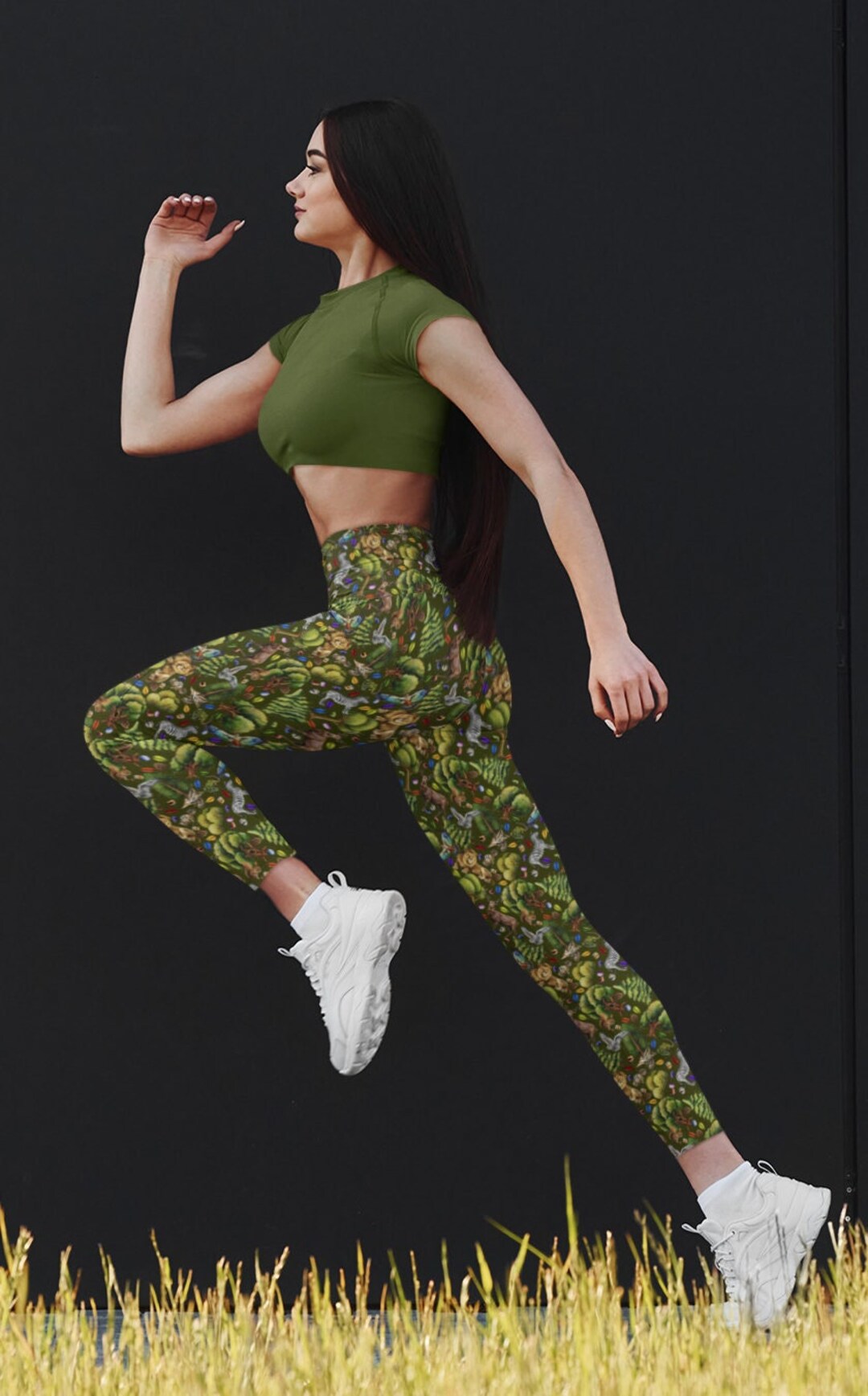 Cute Animal Leggings, Tree Hiking Pattern, Unique Sports Print ...