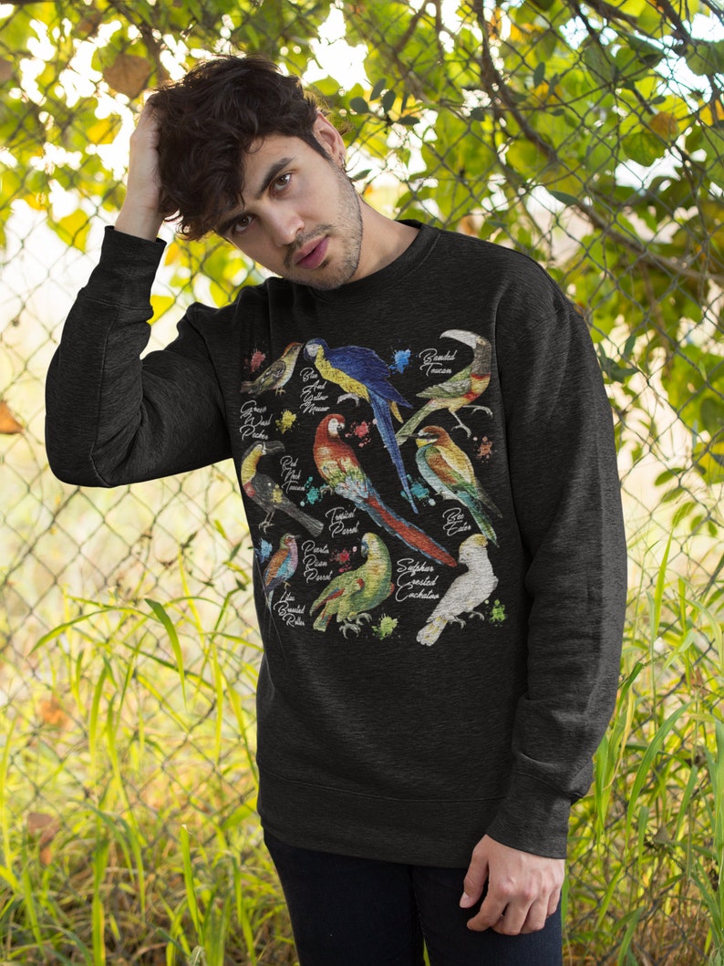 Parrot Bird Hoodie, Cute Animal Sweater, Nature Graphic Tee, Wildlife ...