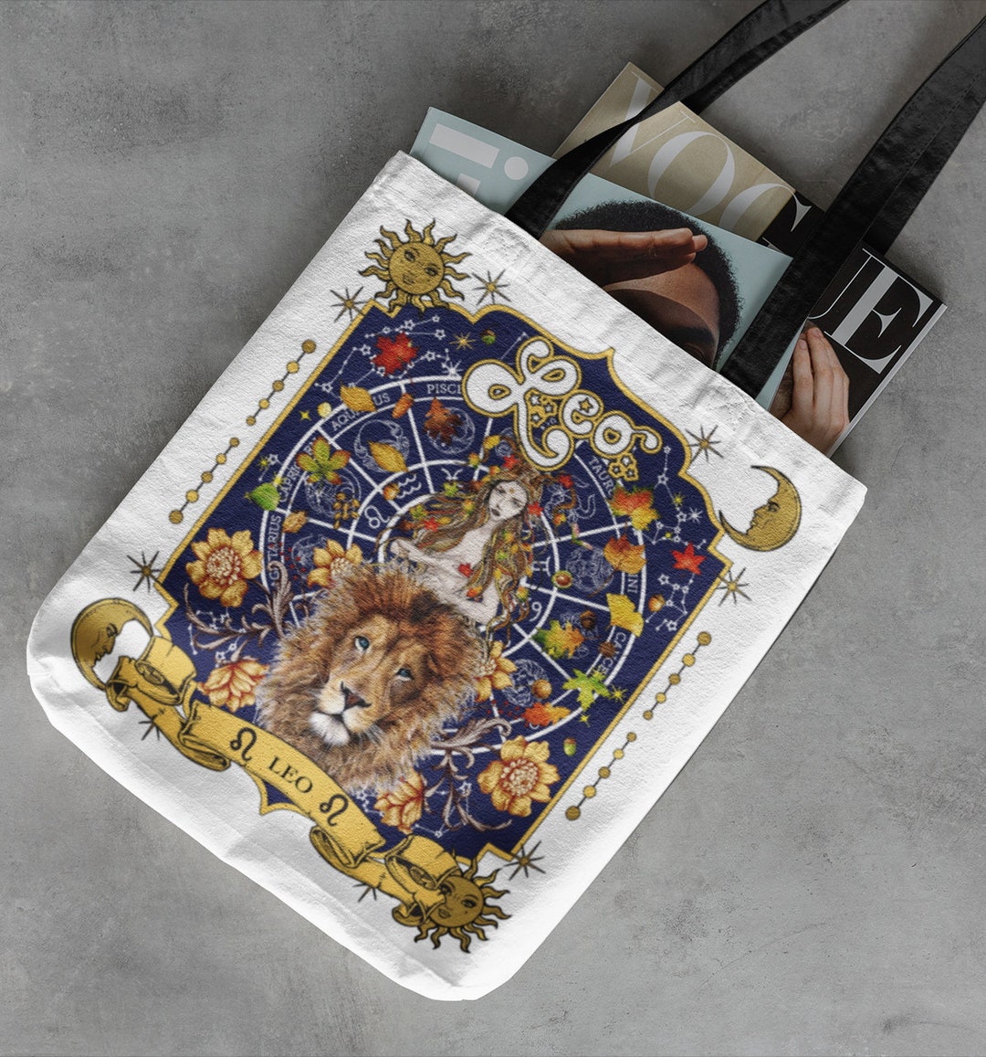 Leo Zodiac Tote, Lion Animal Graphic, Birthday Tarot Print, Trendy ...