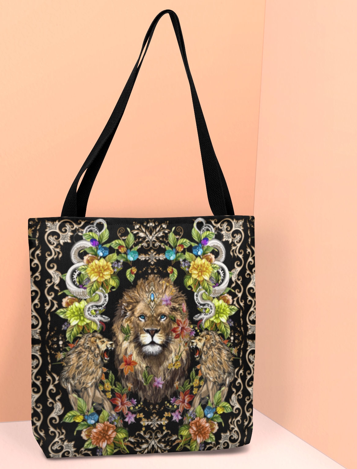 Lion Animal Tote, Leo Zodiac Graphic, Africa Hippie Print, Trendy ...