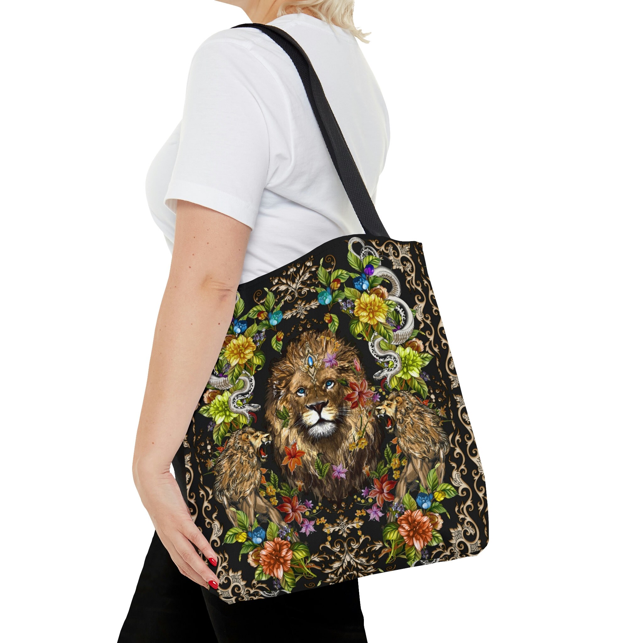 Lion Animal Tote, Leo Zodiac Graphic, Africa Hippie Print, Trendy ...
