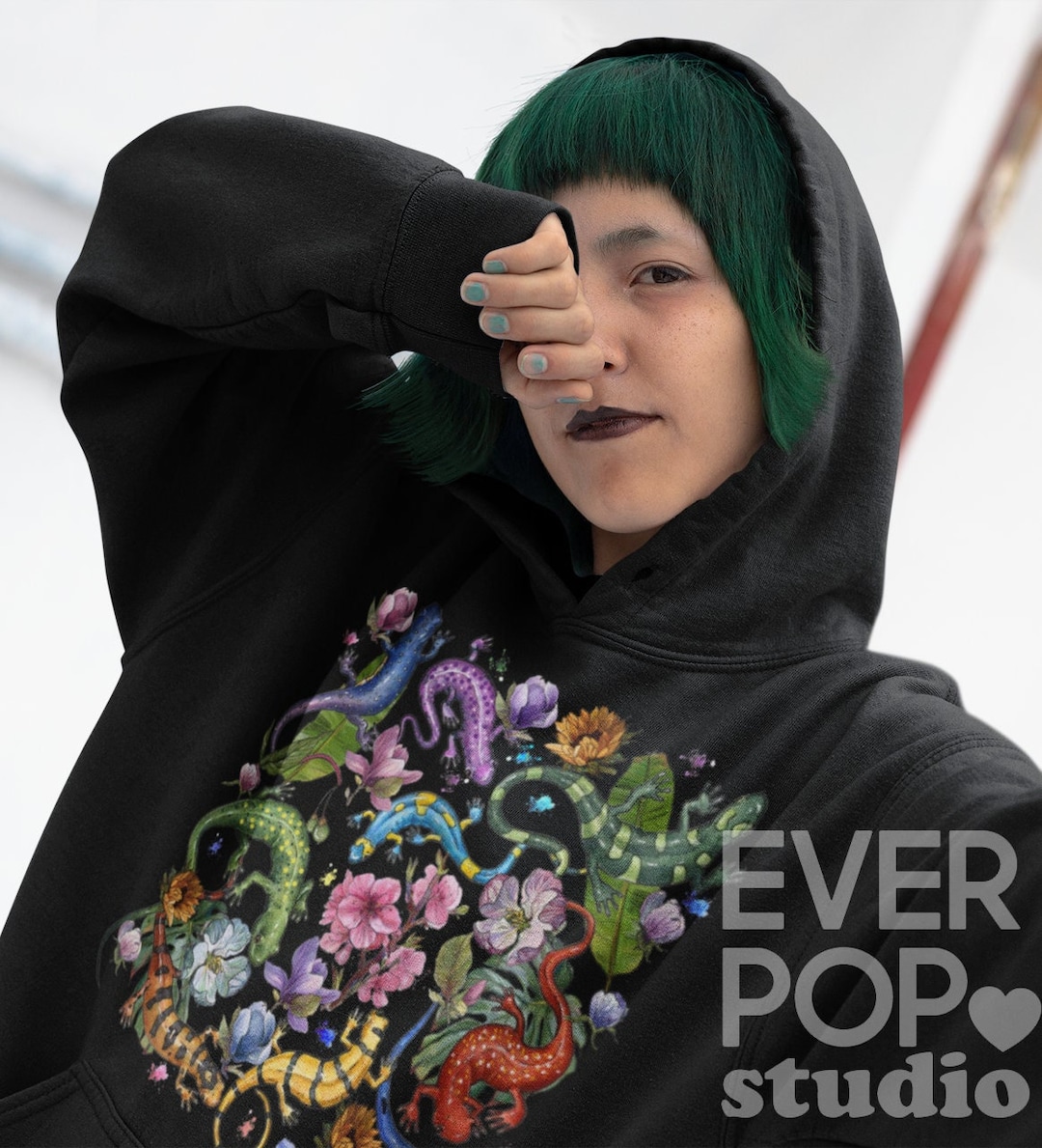 Lizard Snake Hoodie: Floral Reptile Graphic Sweatshirt - Etsy
