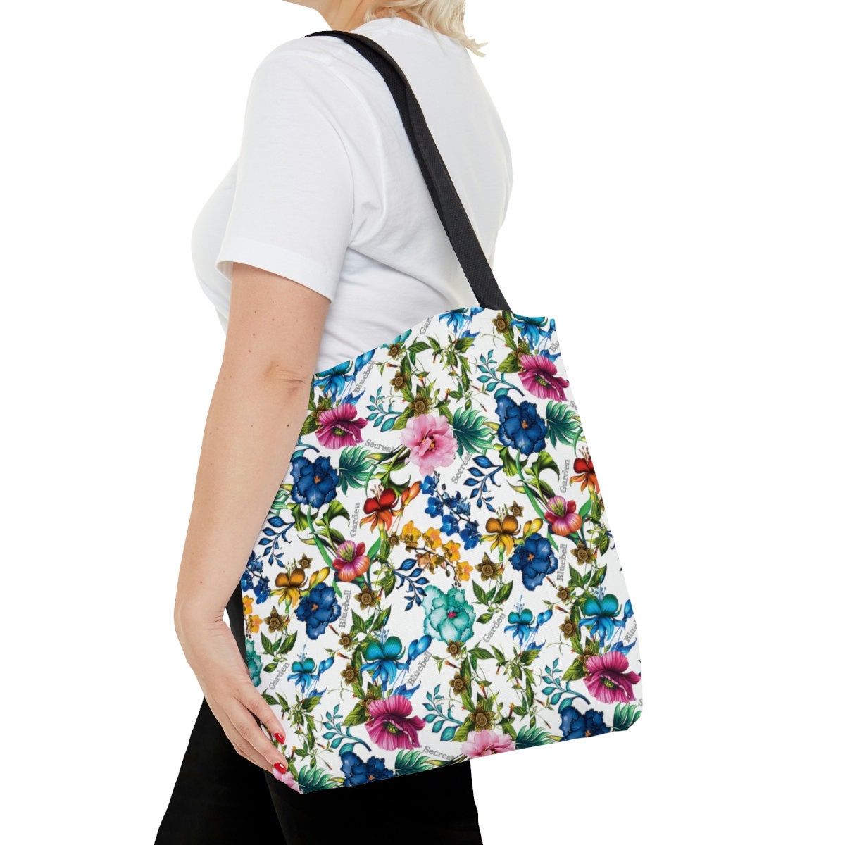 Blue Floral Tote Bag Aesthetic Flower Cool Reusable Fabric - Etsy