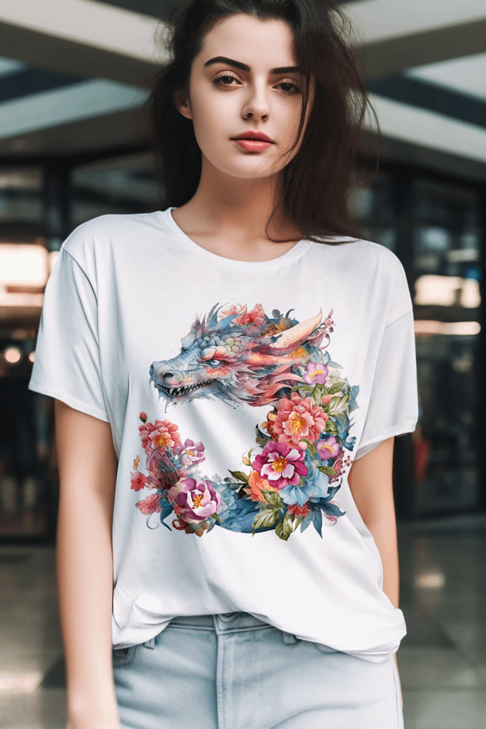 Wizard Dragon Graphic Tee: Fantasy Floral Tree Print - Etsy