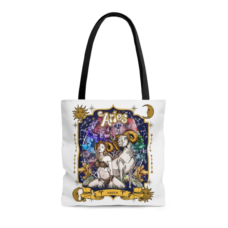 Aries Zodiac Tote Birthday Graphic Bday Tarot Print Boho - Etsy