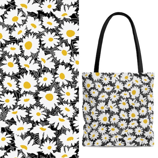 Daisy Flower Bag, Cute Tote Bags, Floral Reusable Bag, Casual Daily ...