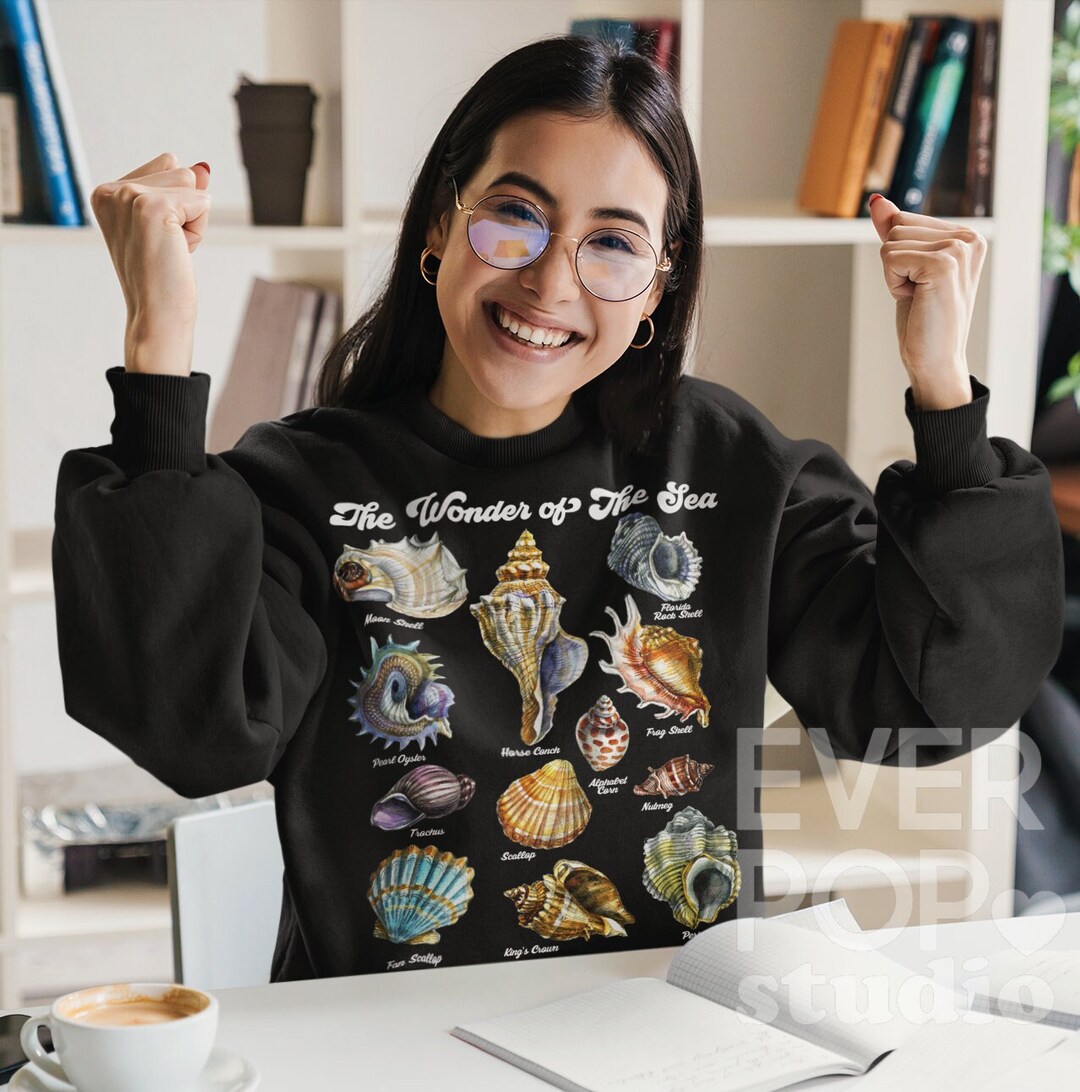 Beach Sweatshirt, Cozy Ocean Sweater, Cute Seashell Shirt, Shell ...