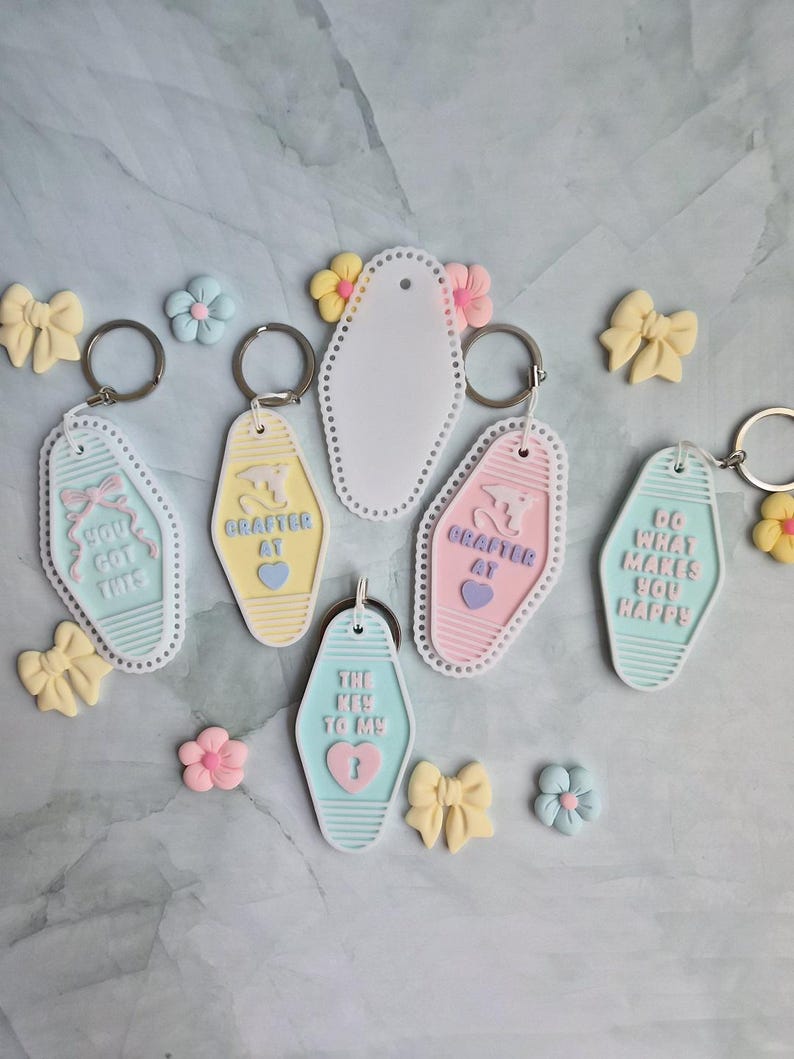 Set of 4 Vintage Motel Key Fob With Decorative Layer Option Included ...