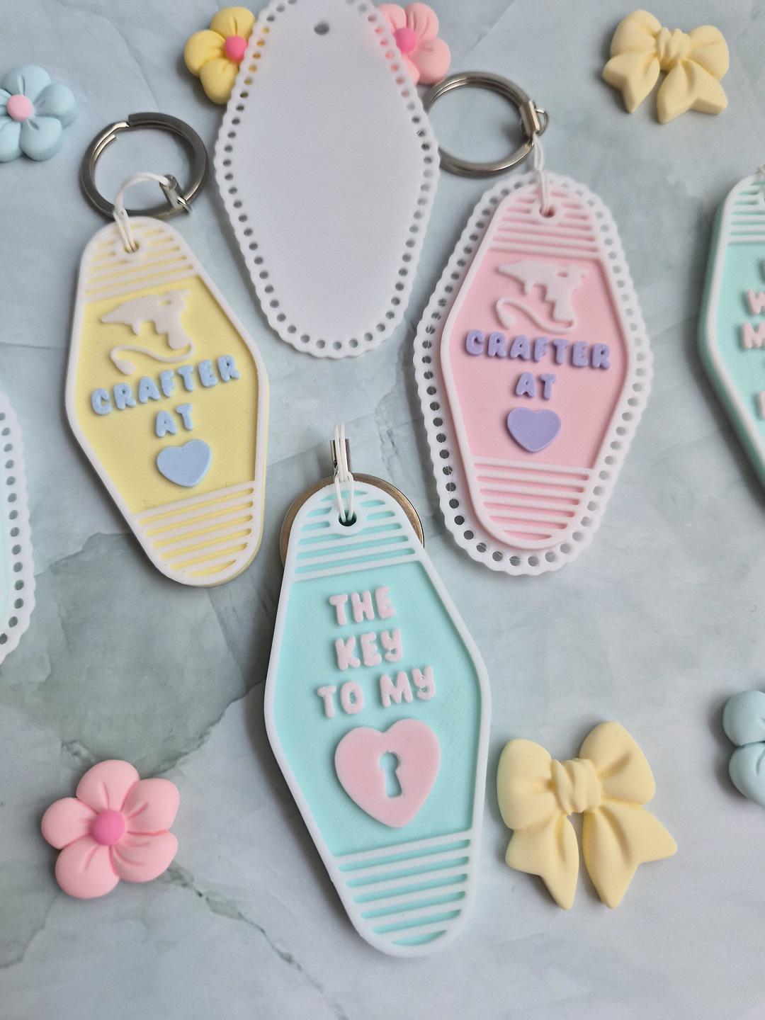 Set of 4 Vintage Motel Key Fob With Decorative Layer Option Included ...