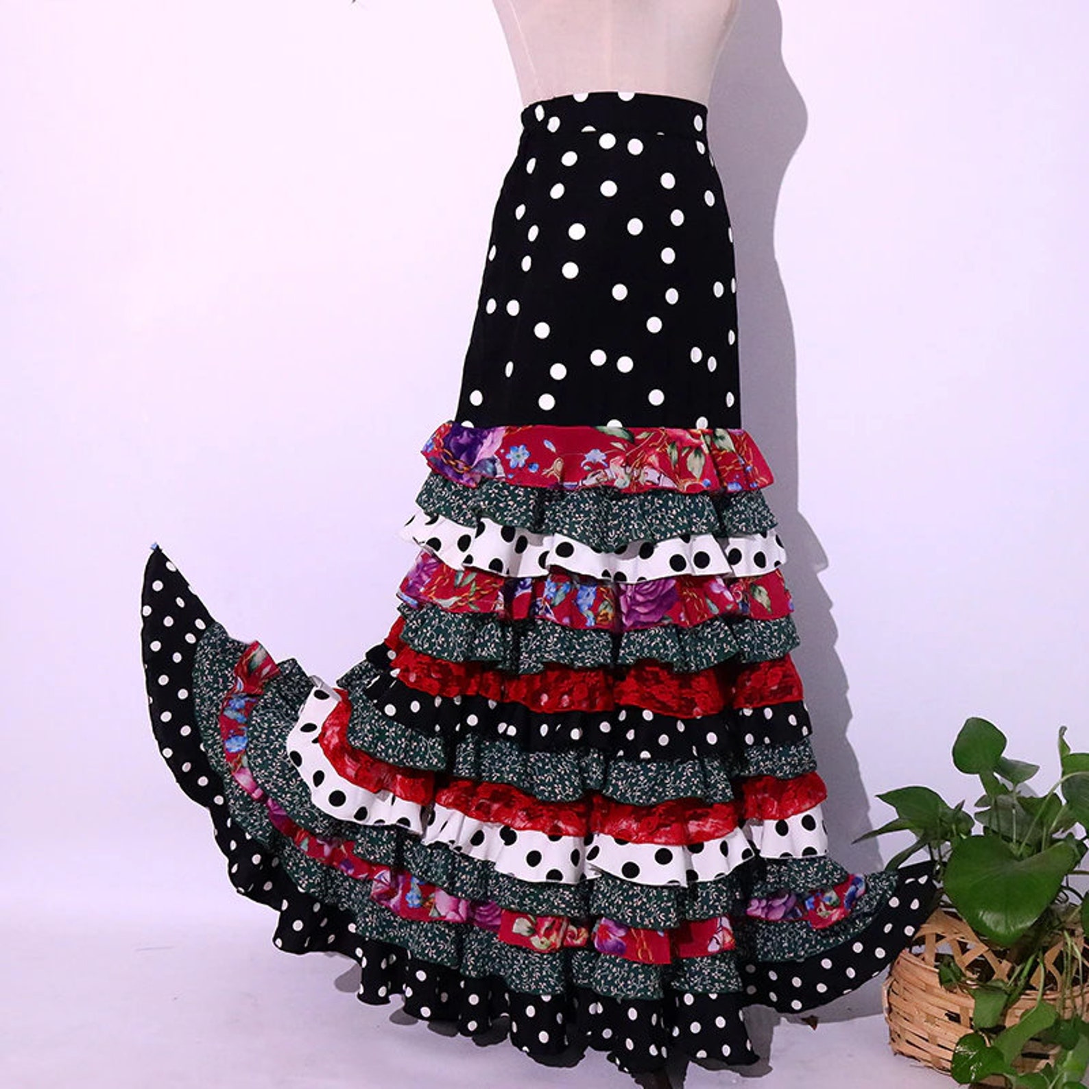 Flamenco Dance Skirt Multi Frills Alegrias Polka Dot - Etsy