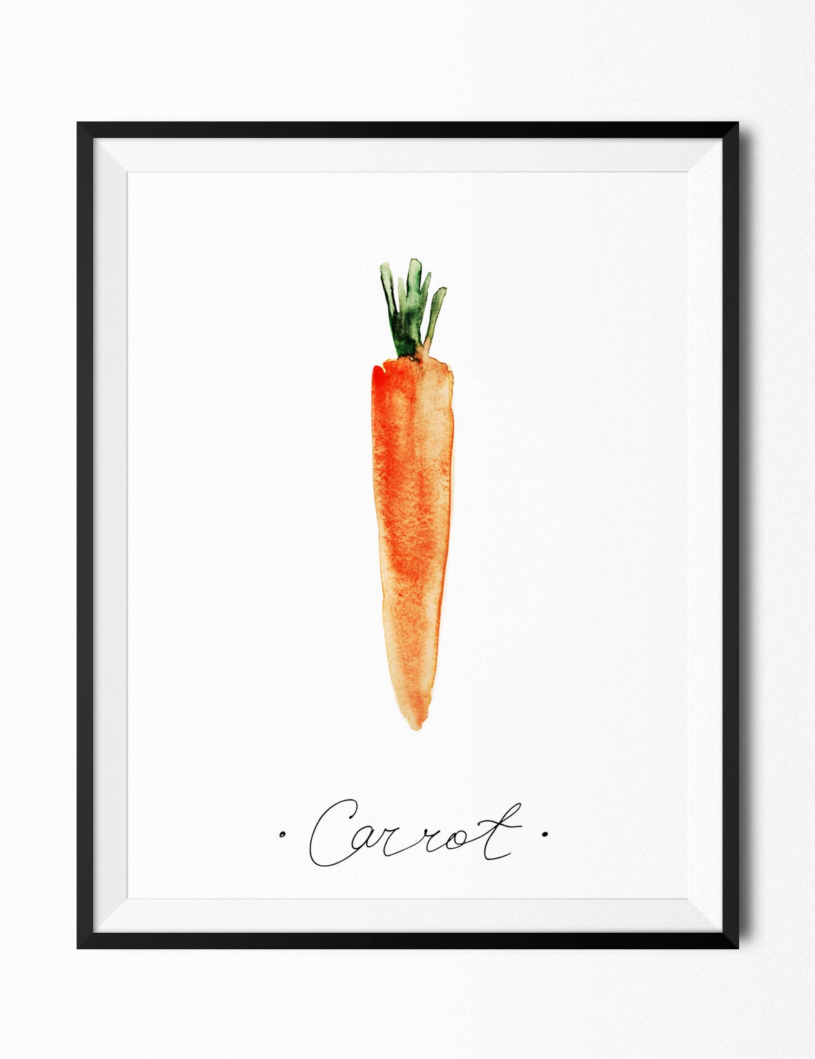Carrot Wall Art Kitchen Poster Printable Fruit Vegetable Watercolour ...