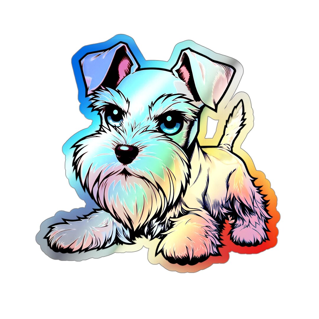 Holographic Miniature Schnauzer Sticker white - Etsy