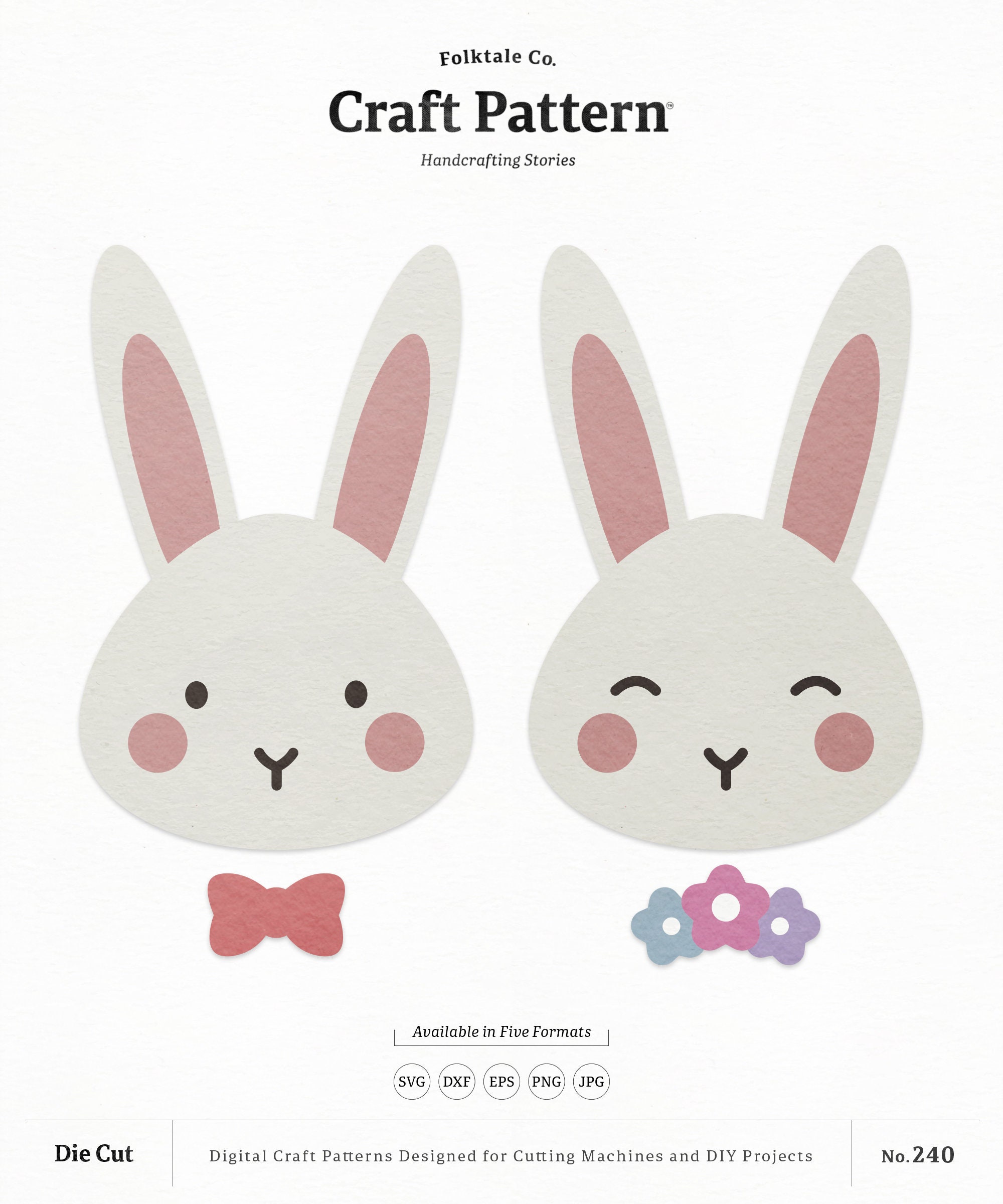Bunny SVG Craft Pattern, Bunny Face SVG, Rabbit SVG, Nursery Cut File ...